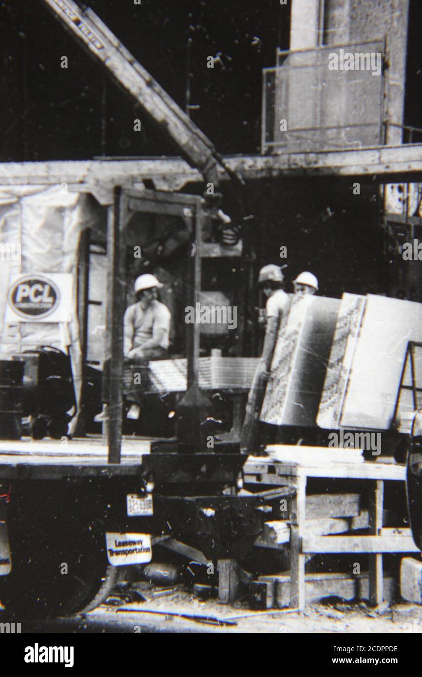 Fine 1970s vintage black and white photography of construction workers ...