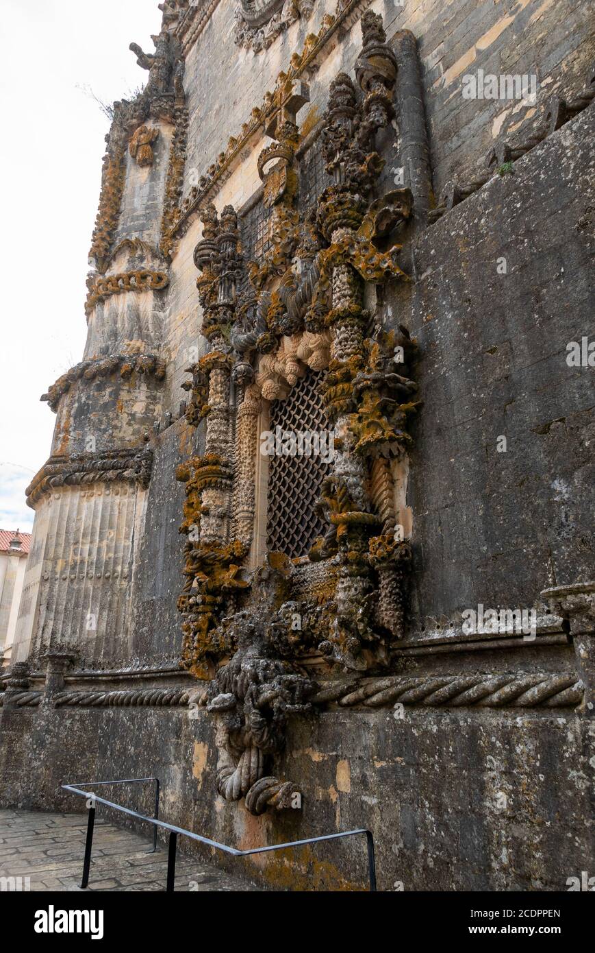 The famous Manueline style chapterhouse window at the Convent of Christ ...