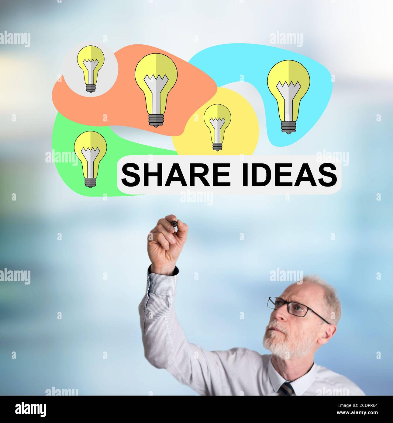 Share ideas concept drawn by a businessman Stock Photo - Alamy