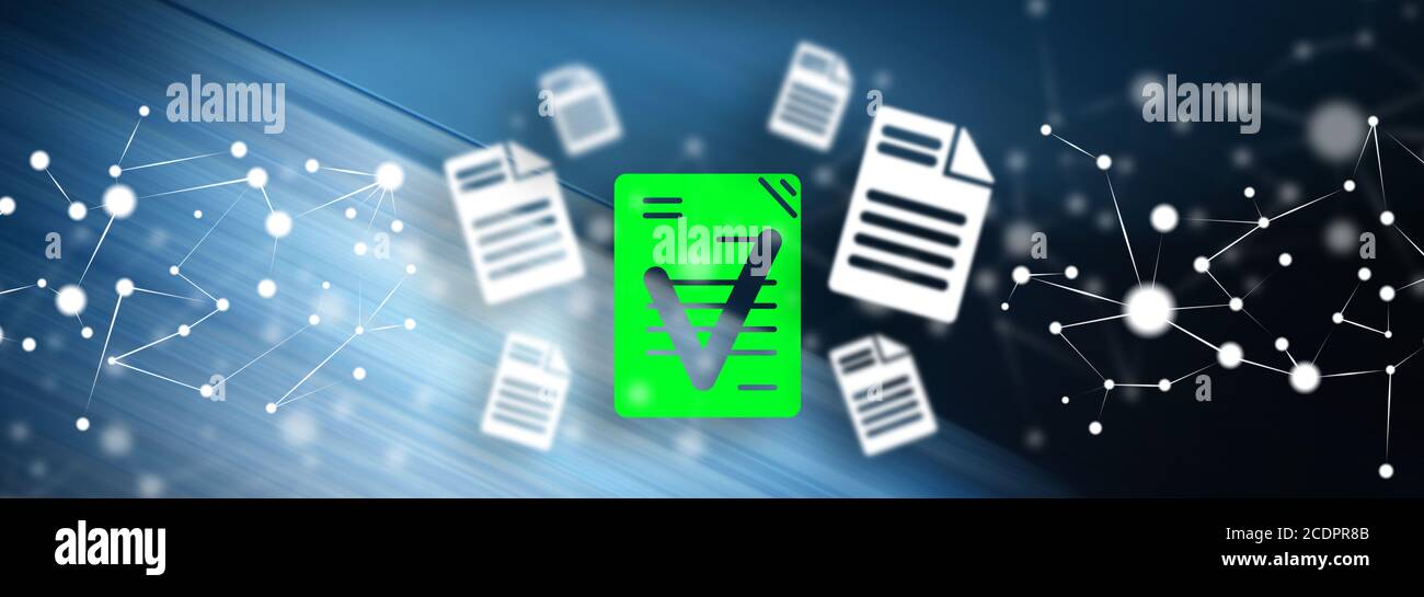 Illustration of a document validation concept Stock Photo - Alamy