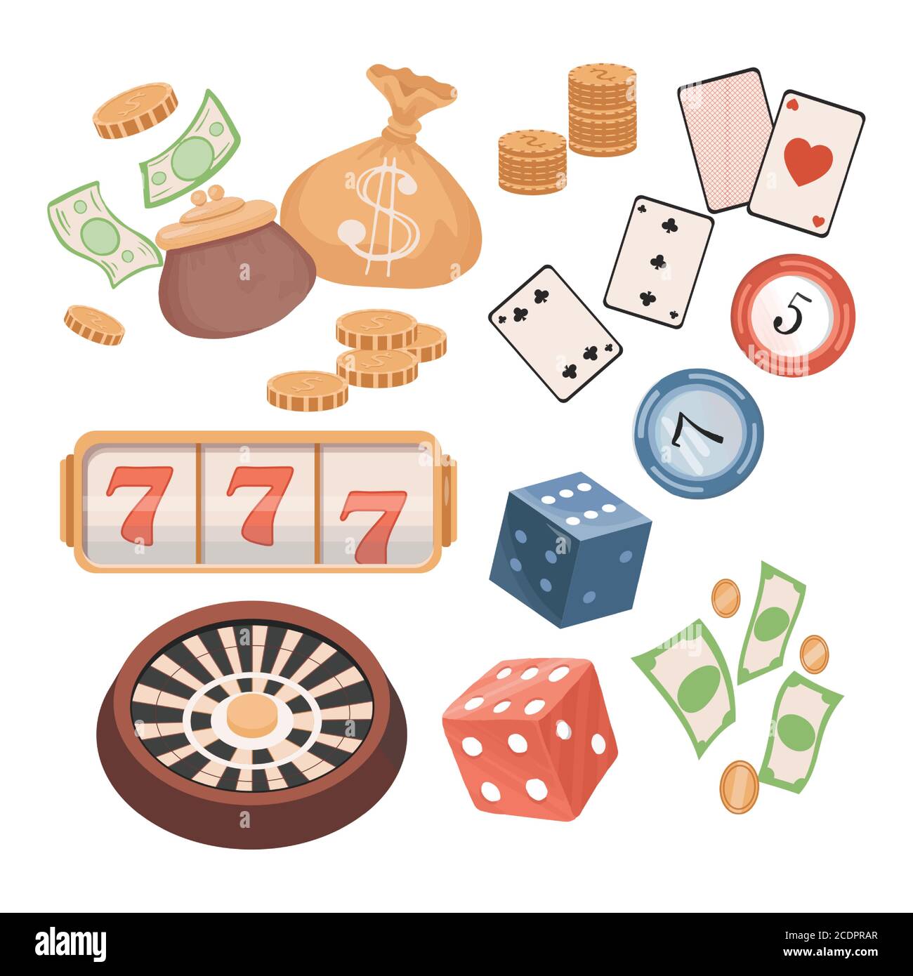 Casino items vector flat illustration isolated in white background ...