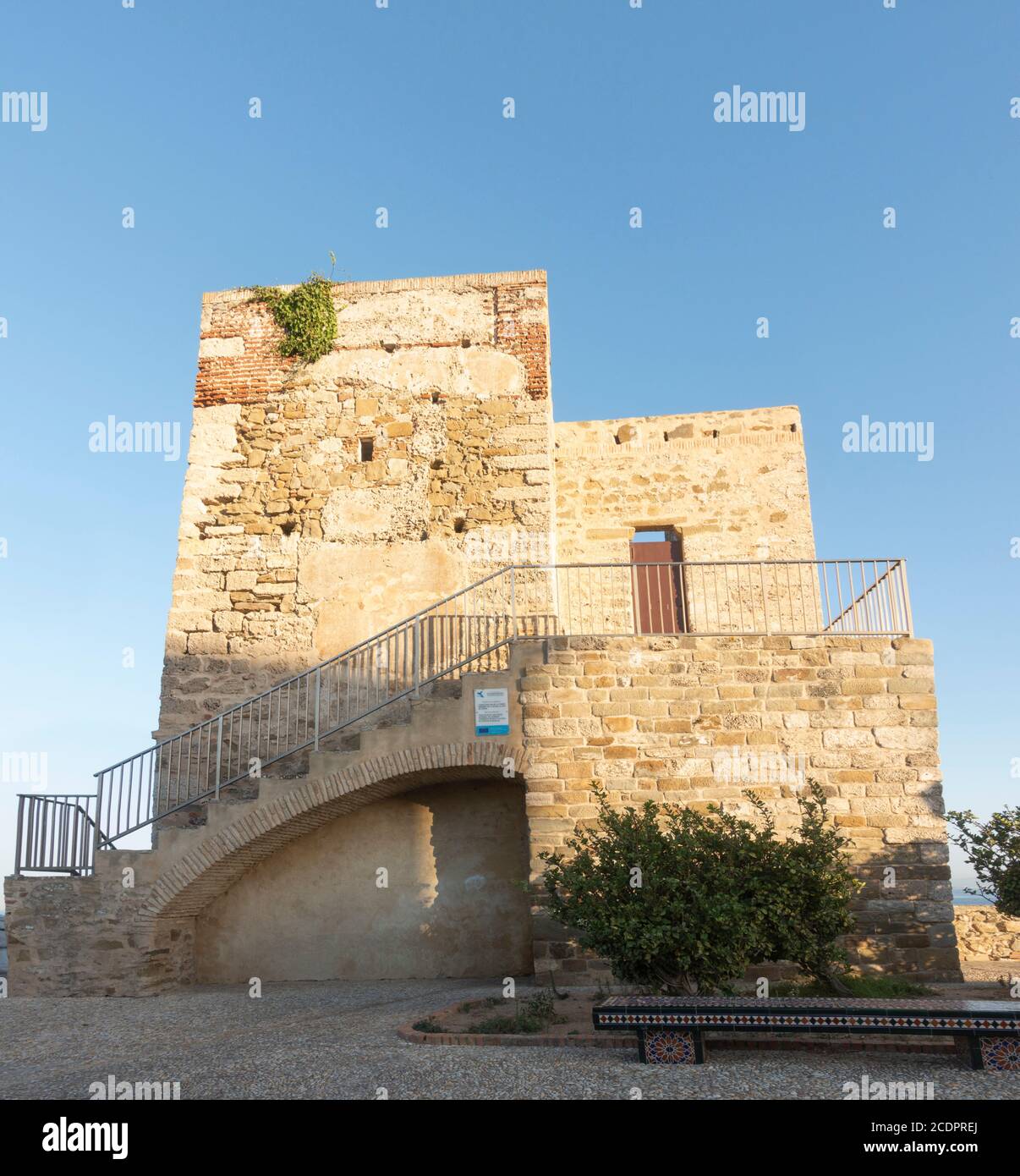 Tower part of Castle walls of Guzmán el Bueno, Good Guzmán in Tarifa ...