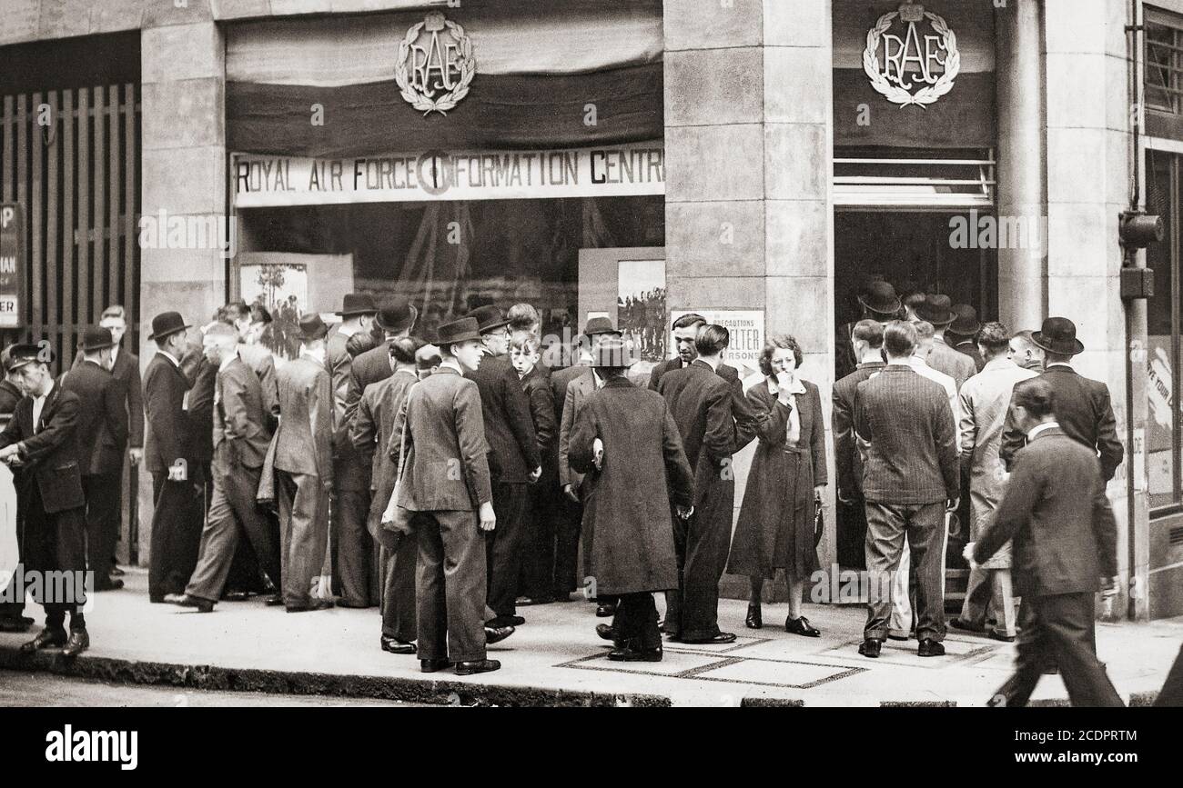 Volunteers await the opening the Royal Air Force (RAF) recruitment ...