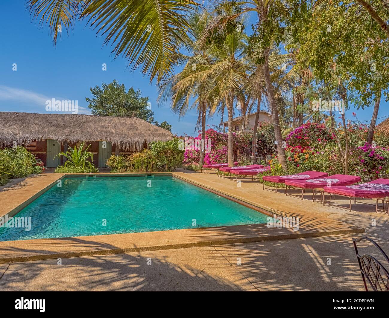 Senegal, Africa - Jan 24, 2019: Huts with a roof covered with palm ...