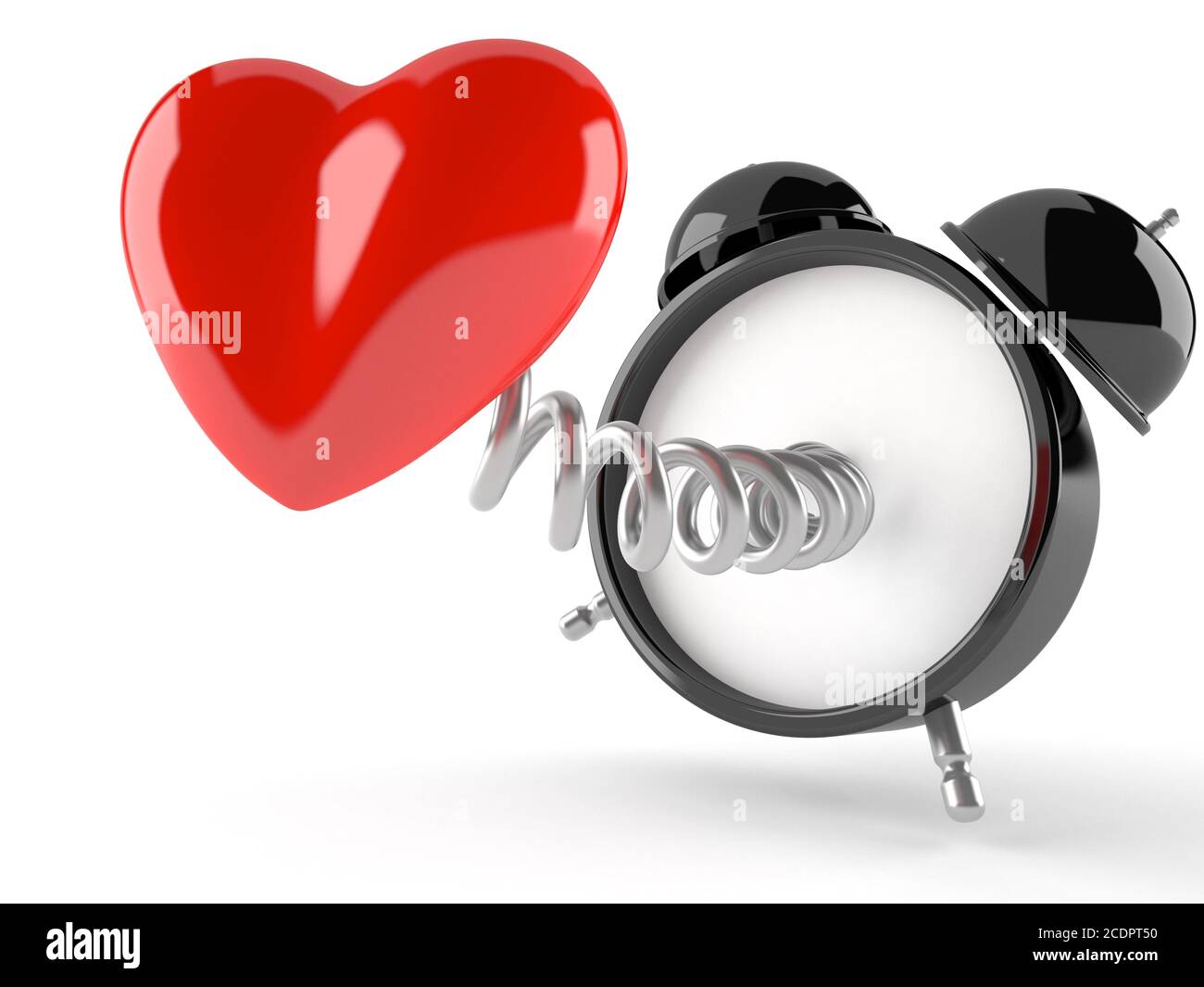 Alarm clock with heart isolated on white background Stock Photo - Alamy