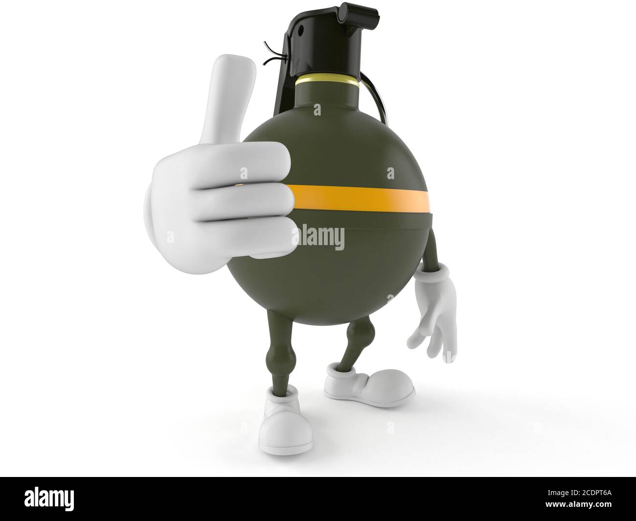 Hand grenade character with thumbs up isolated on white background ...