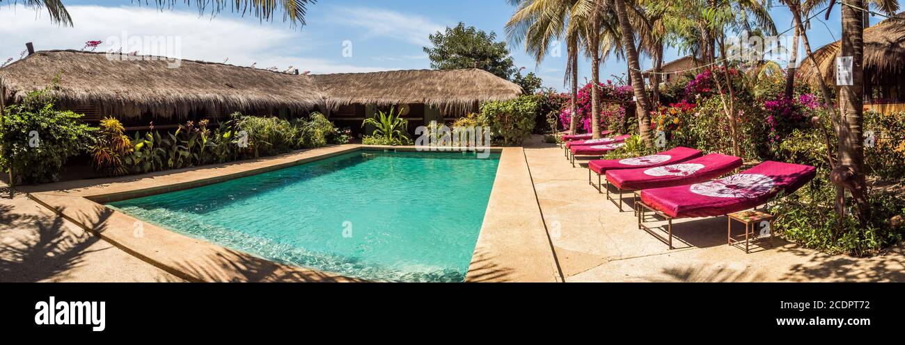 Senegal, Africa - Jan 24, 2019: Huts with a roof covered with palm ...
