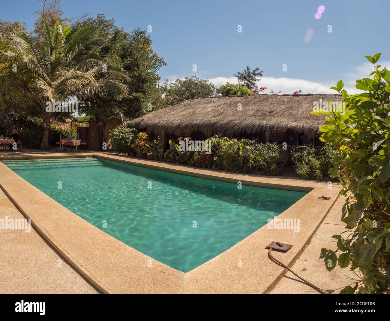 Senegal, Africa - Jan 24, 2019: Huts with a roof covered with palm ...