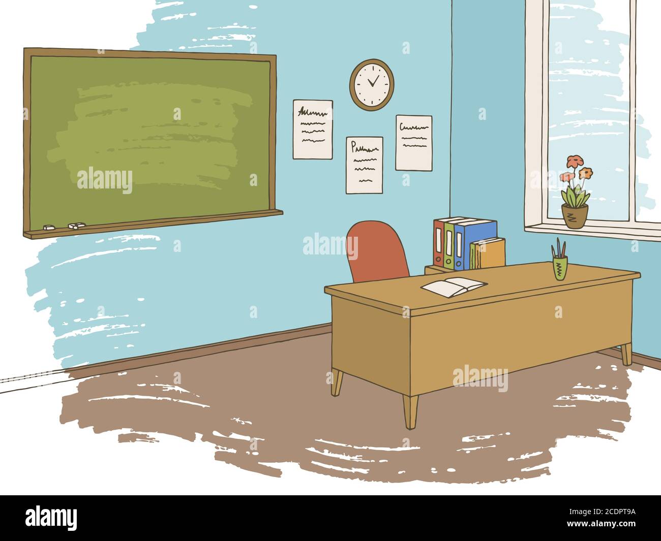 Classroom graphic color interior sketch illustration vector Stock ...