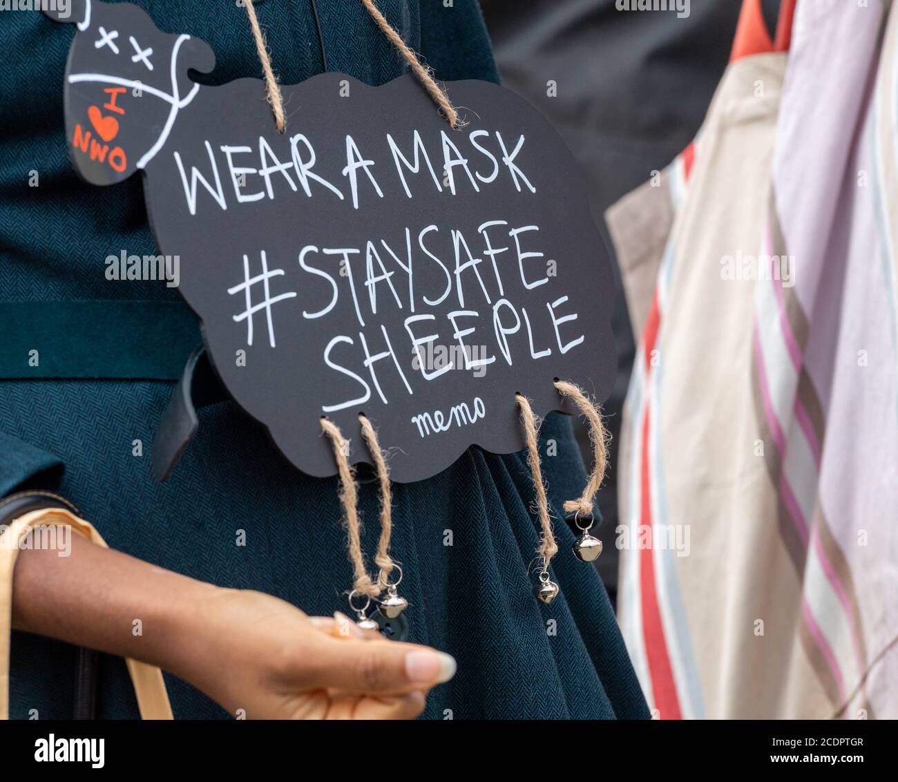 Wear a mask stay safe sheeple banner hi-res stock photography and ...