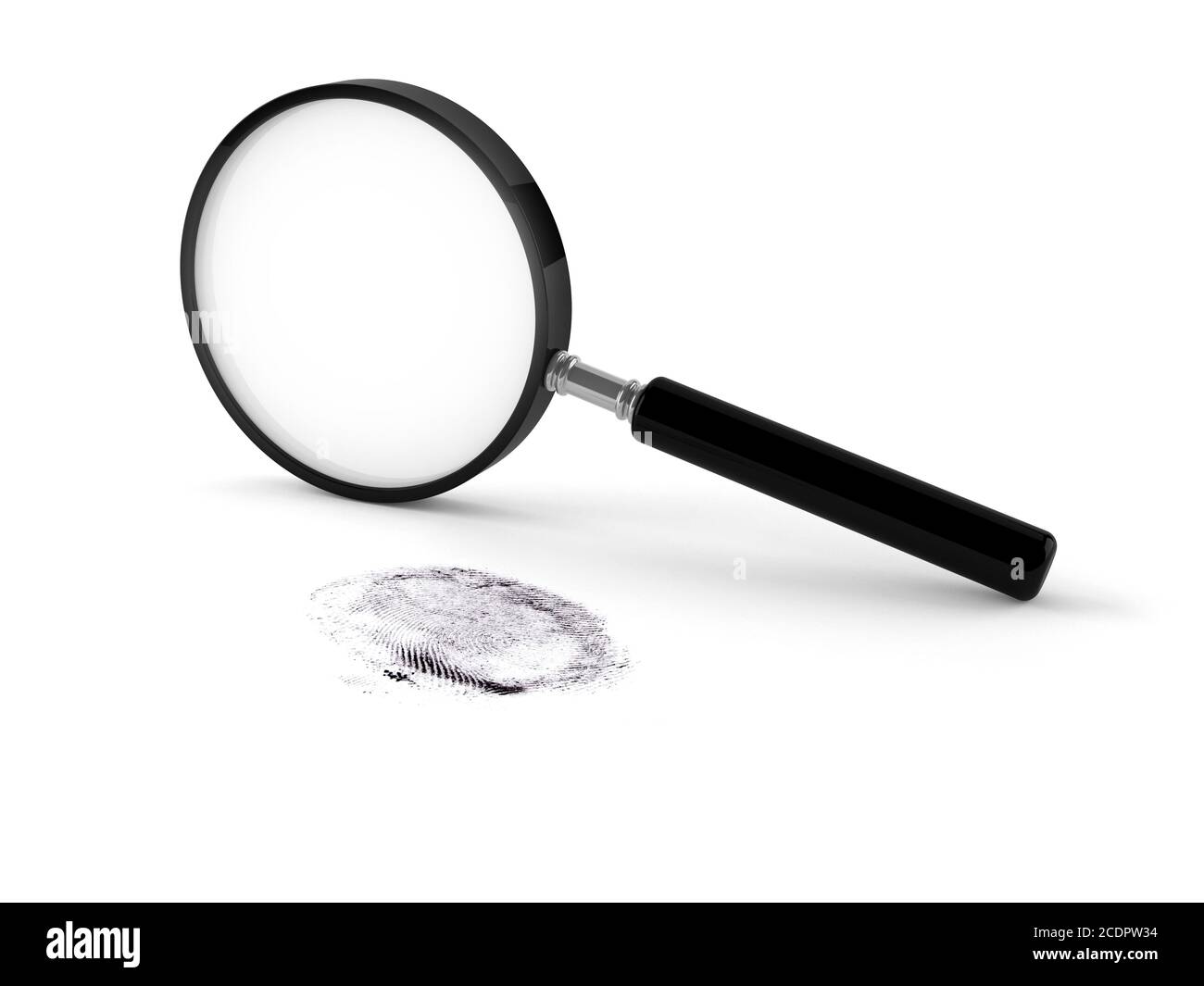 Magnifying glass with fingerprint isolated on white background Stock ...