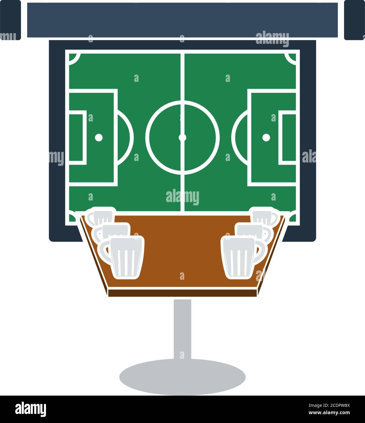 Sport Bar Table With Mugs Of Beer And Football Translation On ...