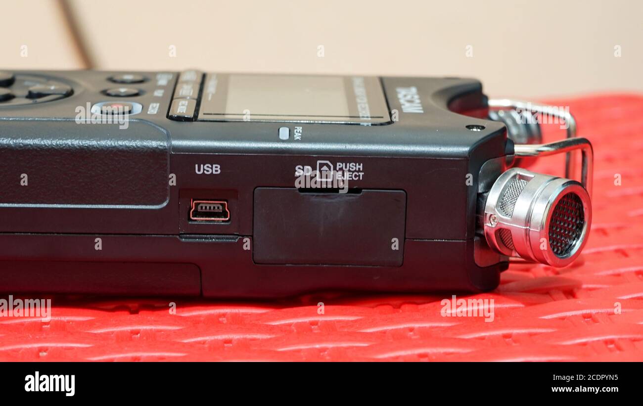 Close up of portable audio recorder Stock Photo - Alamy