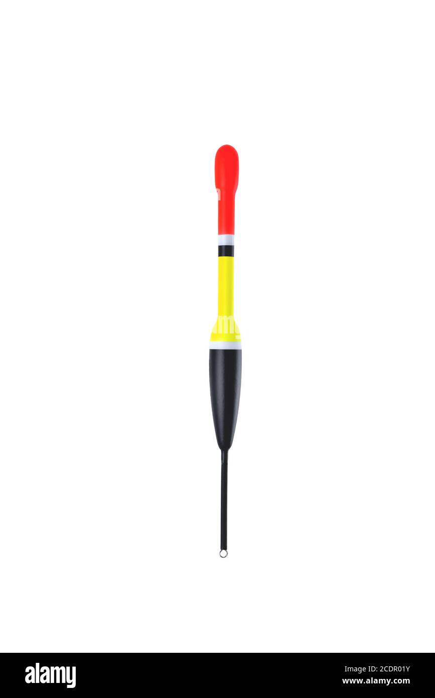 Long cylindrical fishing float for fishing with a fishing rod on a ...
