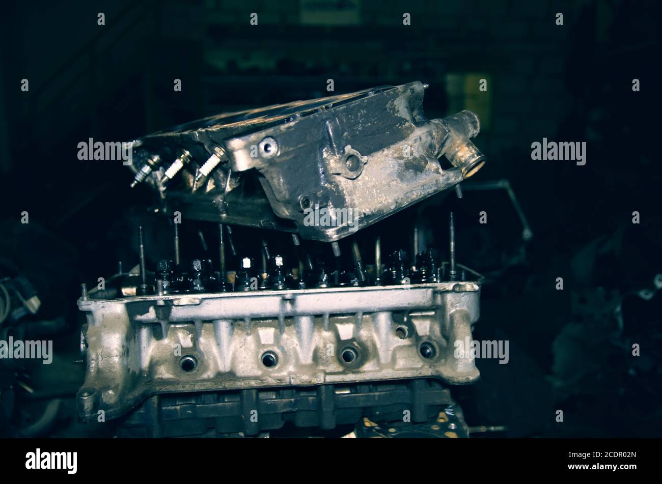 part of the car, the head of the cylinder block Stock Photo - Alamy