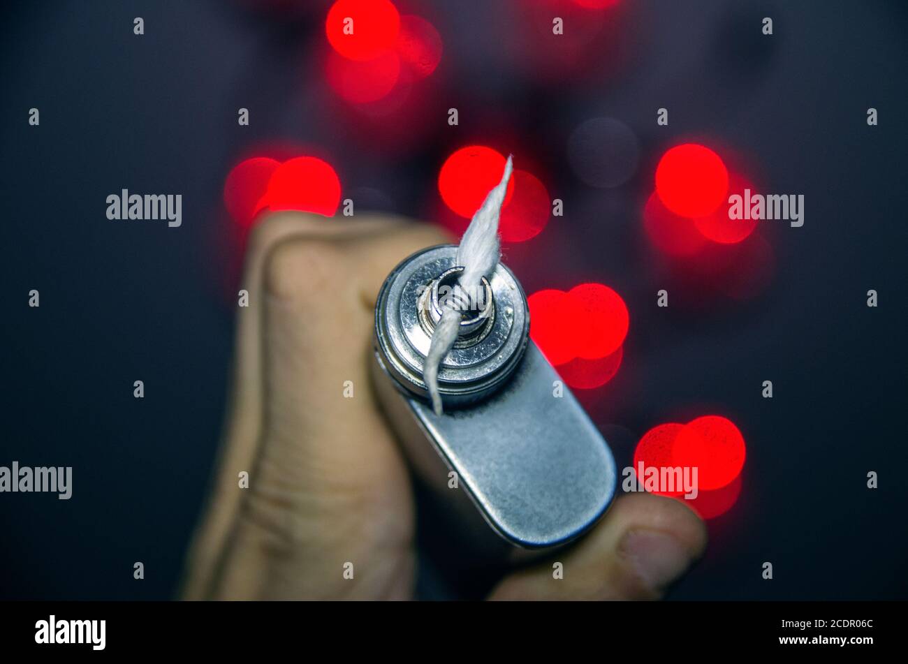 electronic cigarette, veape on a red background, smoke Stock Photo - Alamy