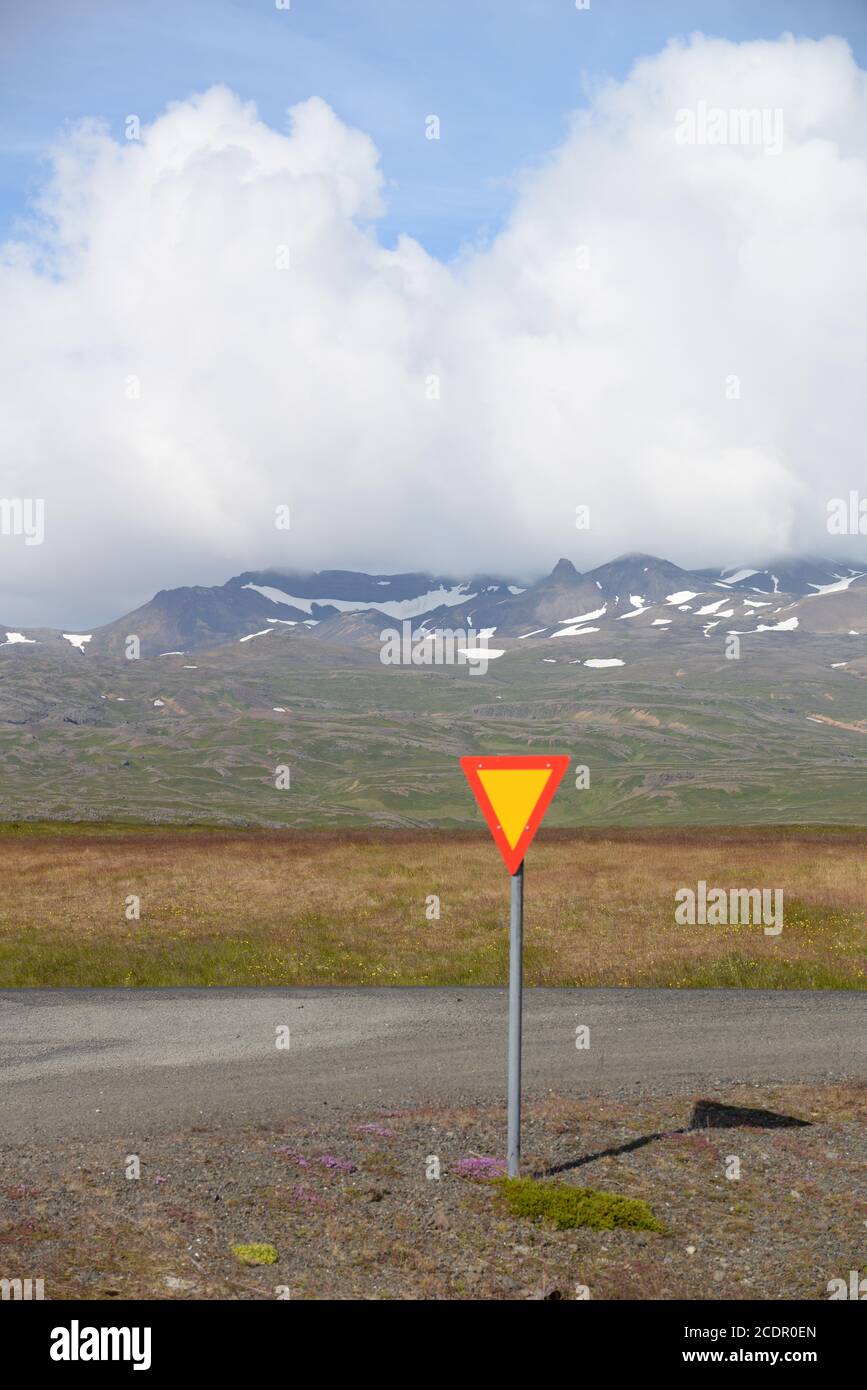 Traffic sign on Iceland Stock Photo - Alamy