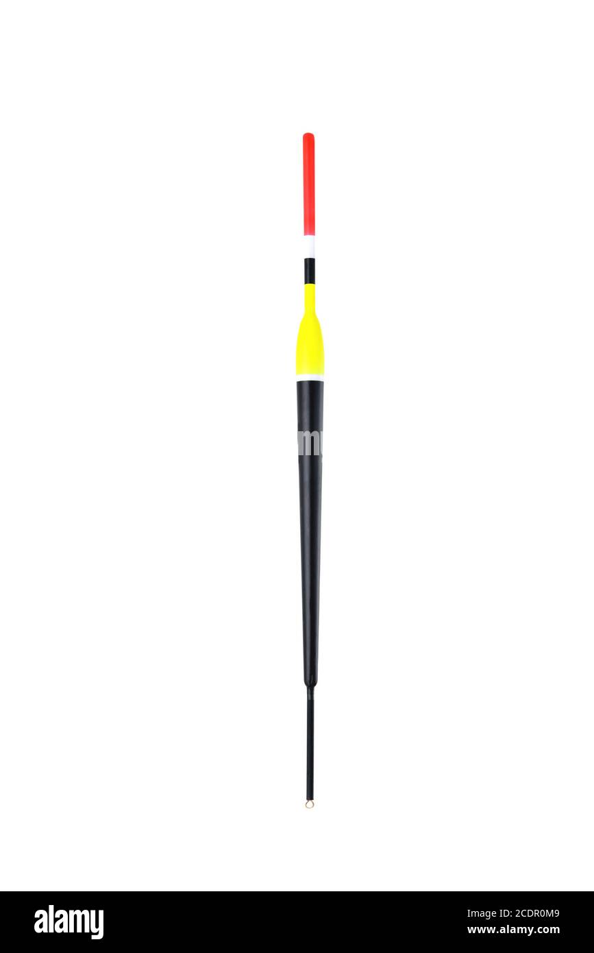 Long cylindrical fishing float for fishing with a fishing rod on a ...