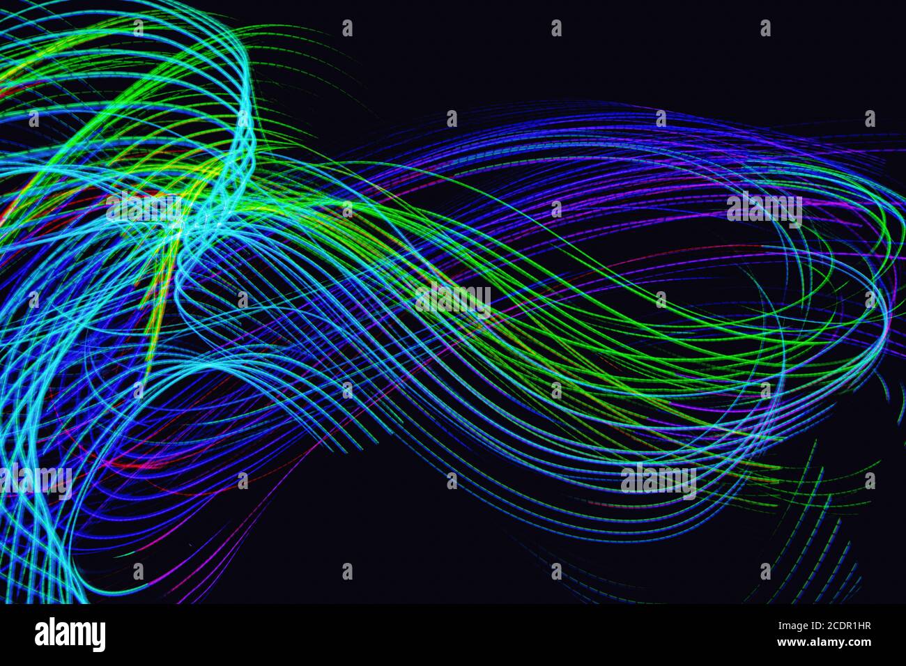 Futuristic overlay light pattern.Abstract neon lights trails in the black background Stock Photo ...