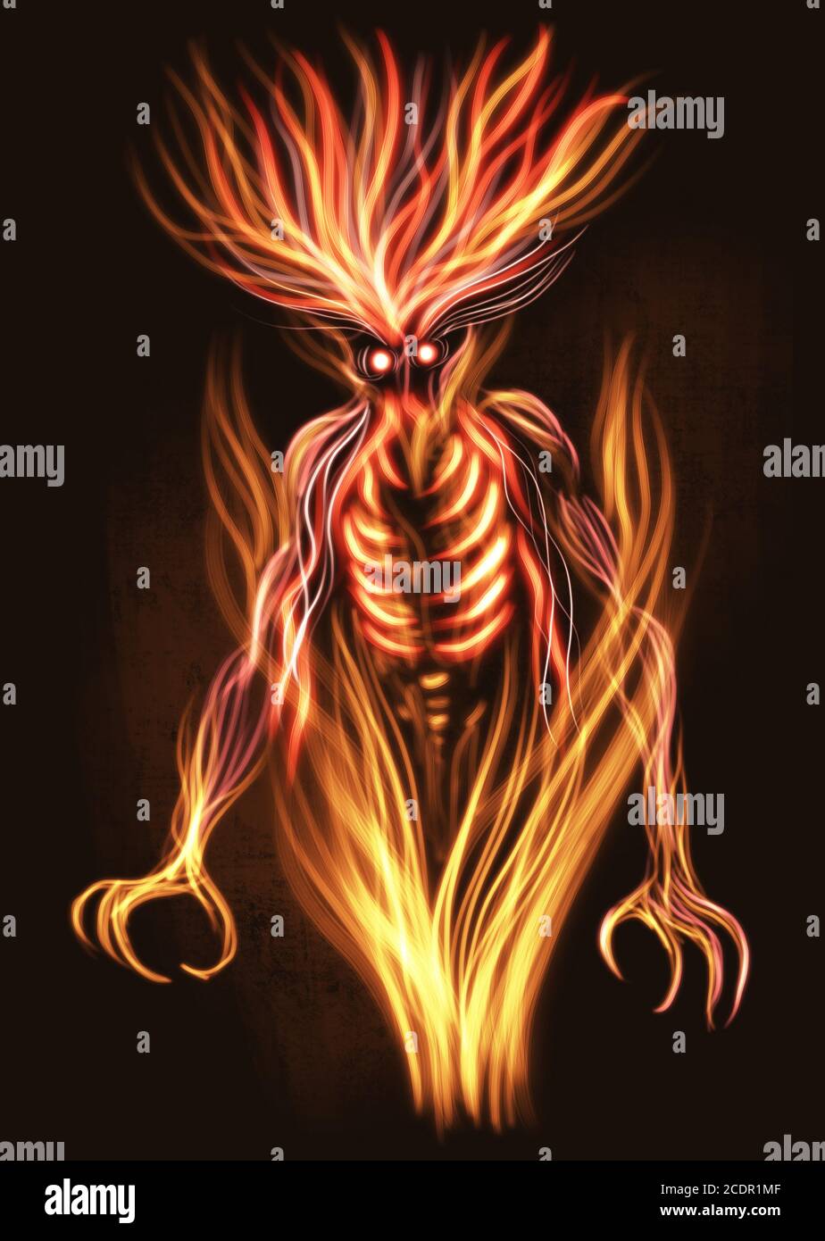 Evil Genie Djinn or Jinn hand drawn character illustration Stock Photo ...