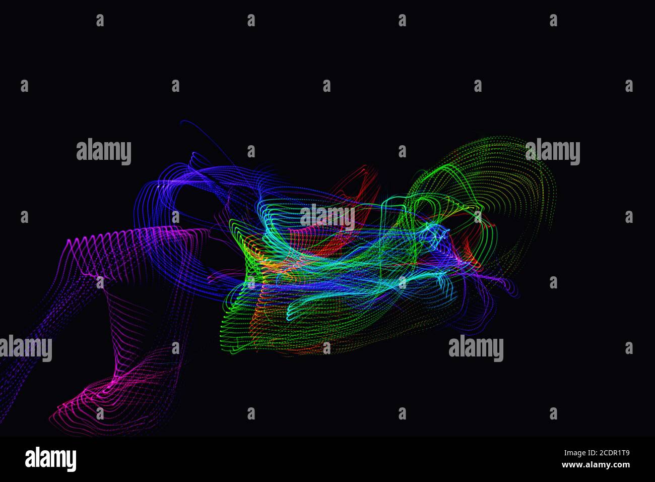 Futuristic overlay light pattern.Abstract neon lights trails in the ...