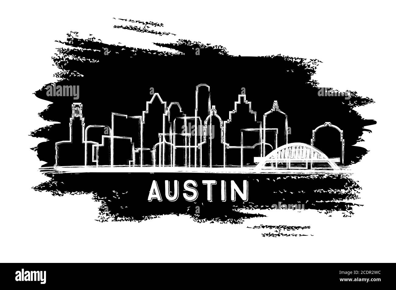 Austin Texas City Skyline Silhouette. Hand Drawn Sketch. Business ...