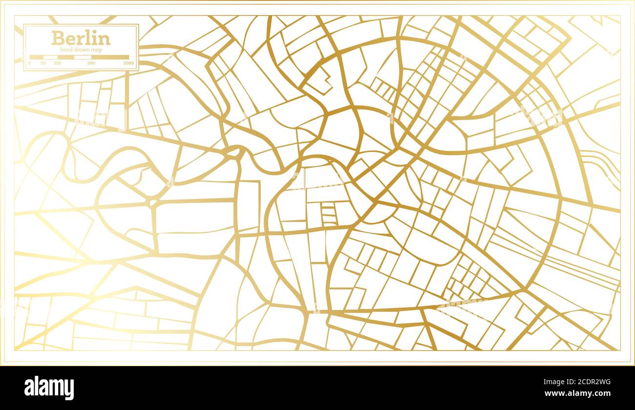 Berlin Germany City Map in Retro Style in Golden Color. Outline Map ...
