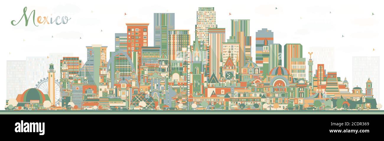 Mexico (Country) City Skyline with Color Buildings. Vector Illustration ...