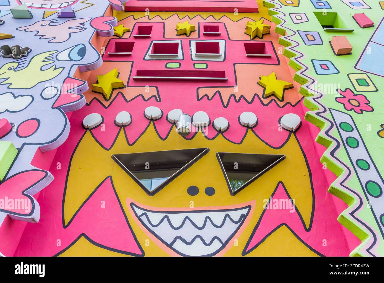 Smiling face on the wall of the Rizzi House in Braunschweig, Germany ...