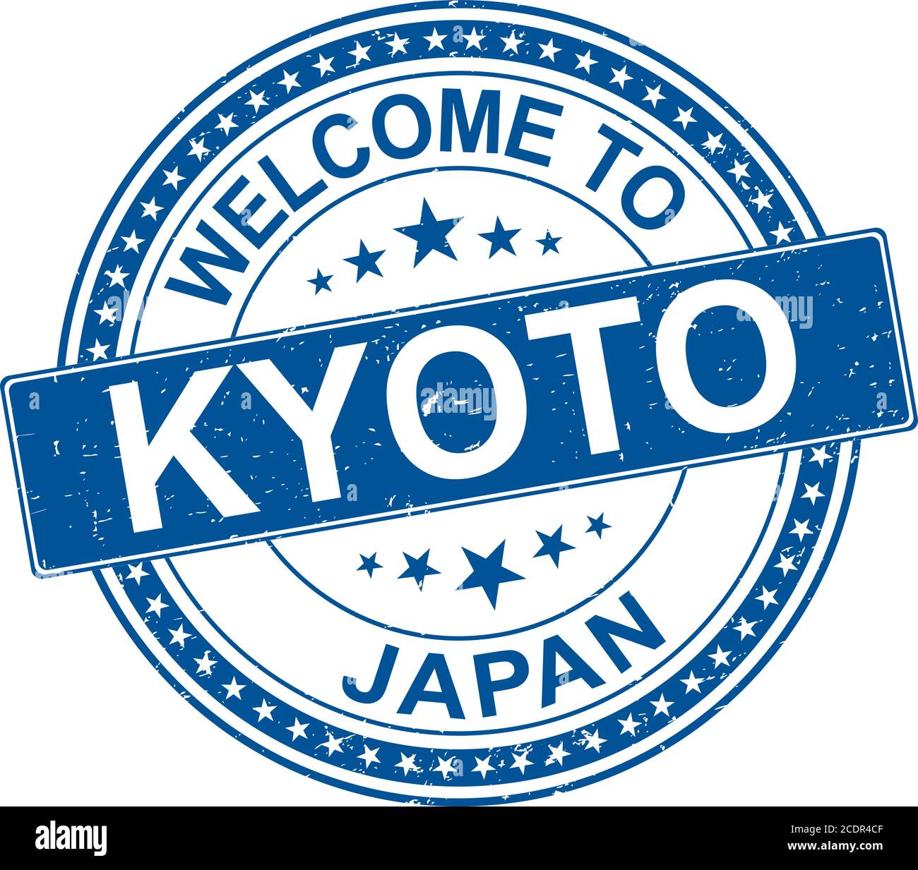 Welcome to Kyoto Japan Quality Original blue Stamp Design Vector Art ...