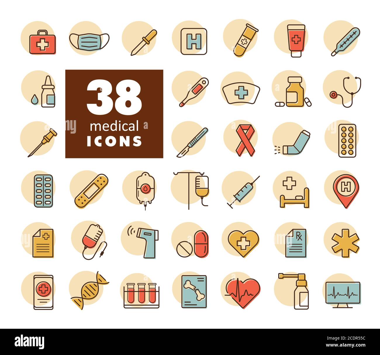 Medical vector icons set. Medicine and healthcare, medical support sign ...