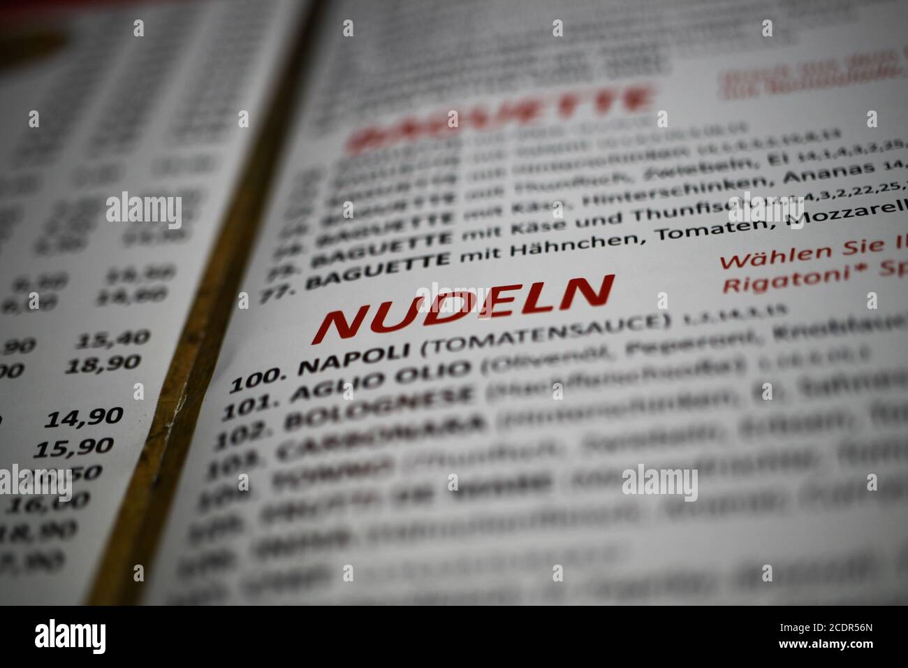 German menu card hi-res stock photography and images - Alamy