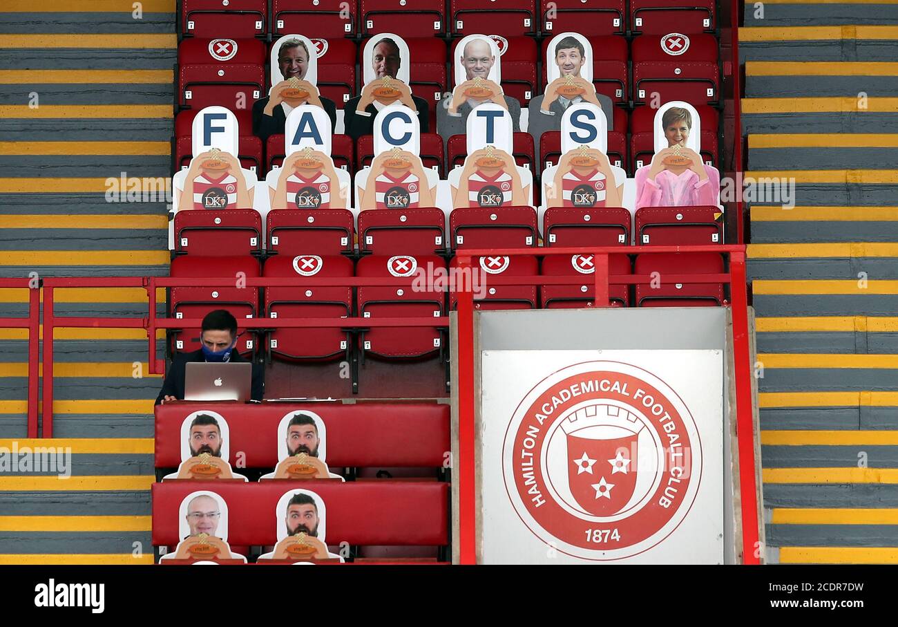 Cardboard cut outs in the stands before the Scottish Premiership match ...