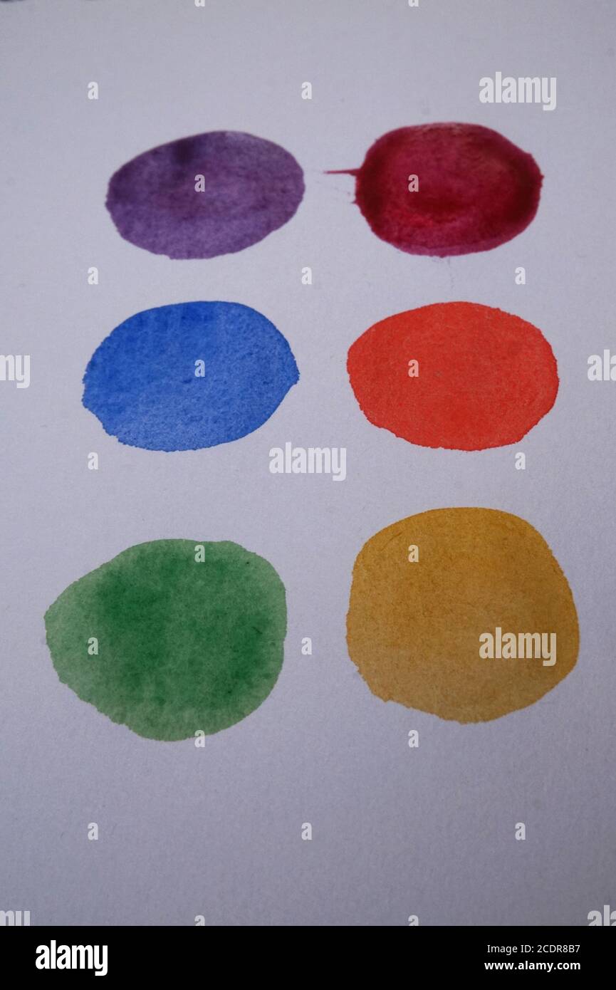 Rainbow coloured paint spots Stock Photo - Alamy