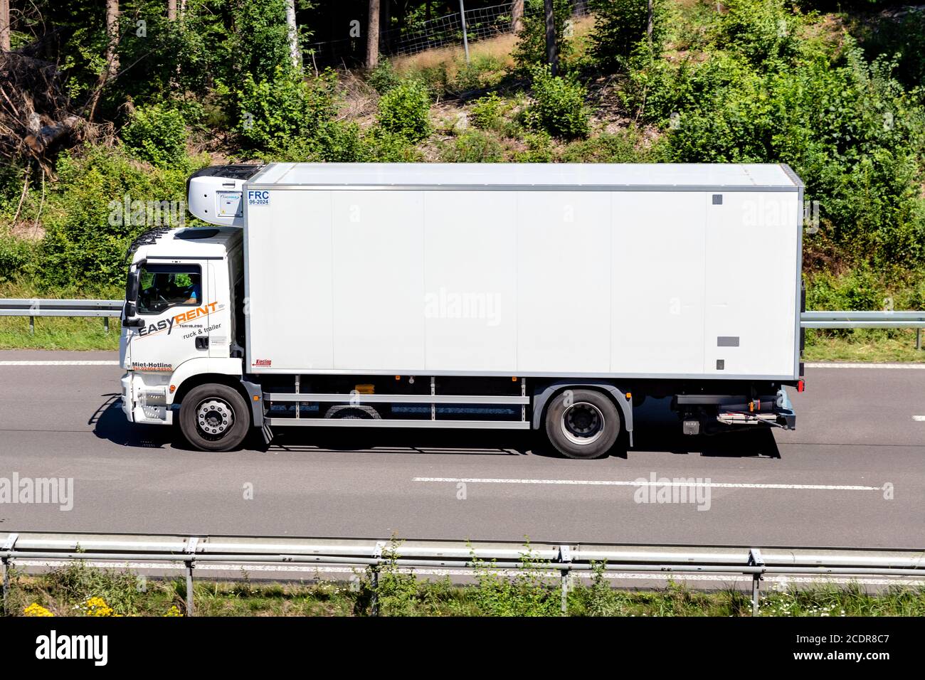 Easyrent MAN TGM temperature controlled truck on motorway Stock Photo ...