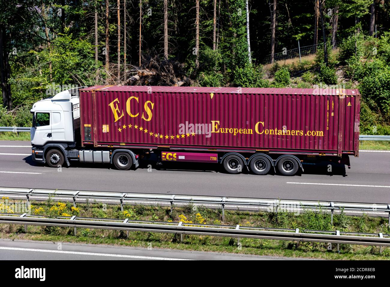 Scania truck with ECS container on motorway Stock Photo - Alamy