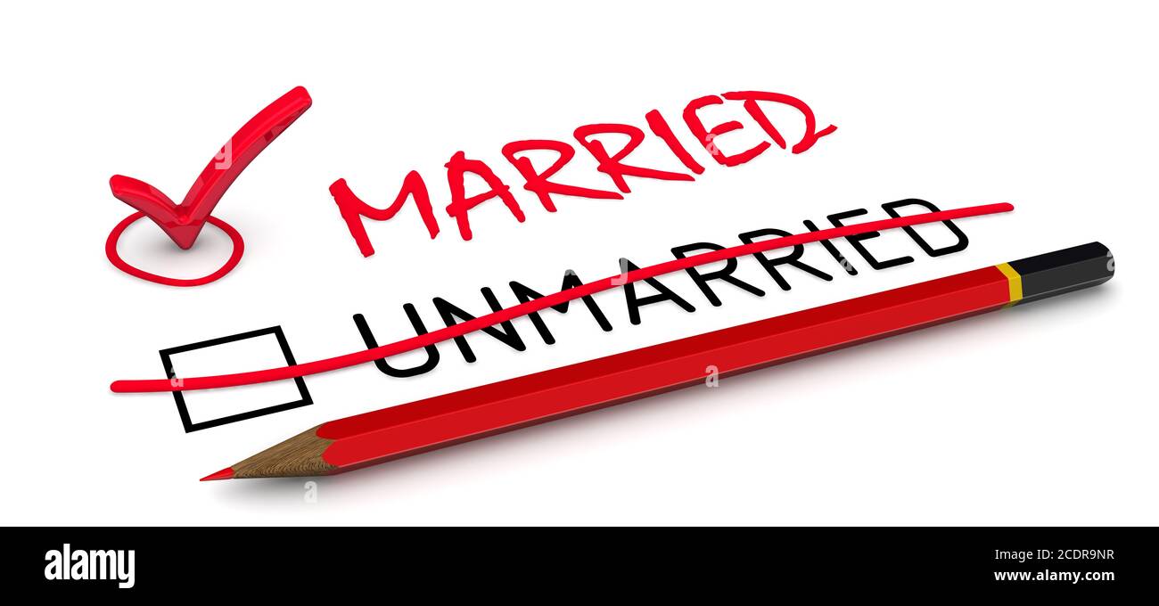 Change of marital status - MARRIED. Red pencil crossed out the word ...