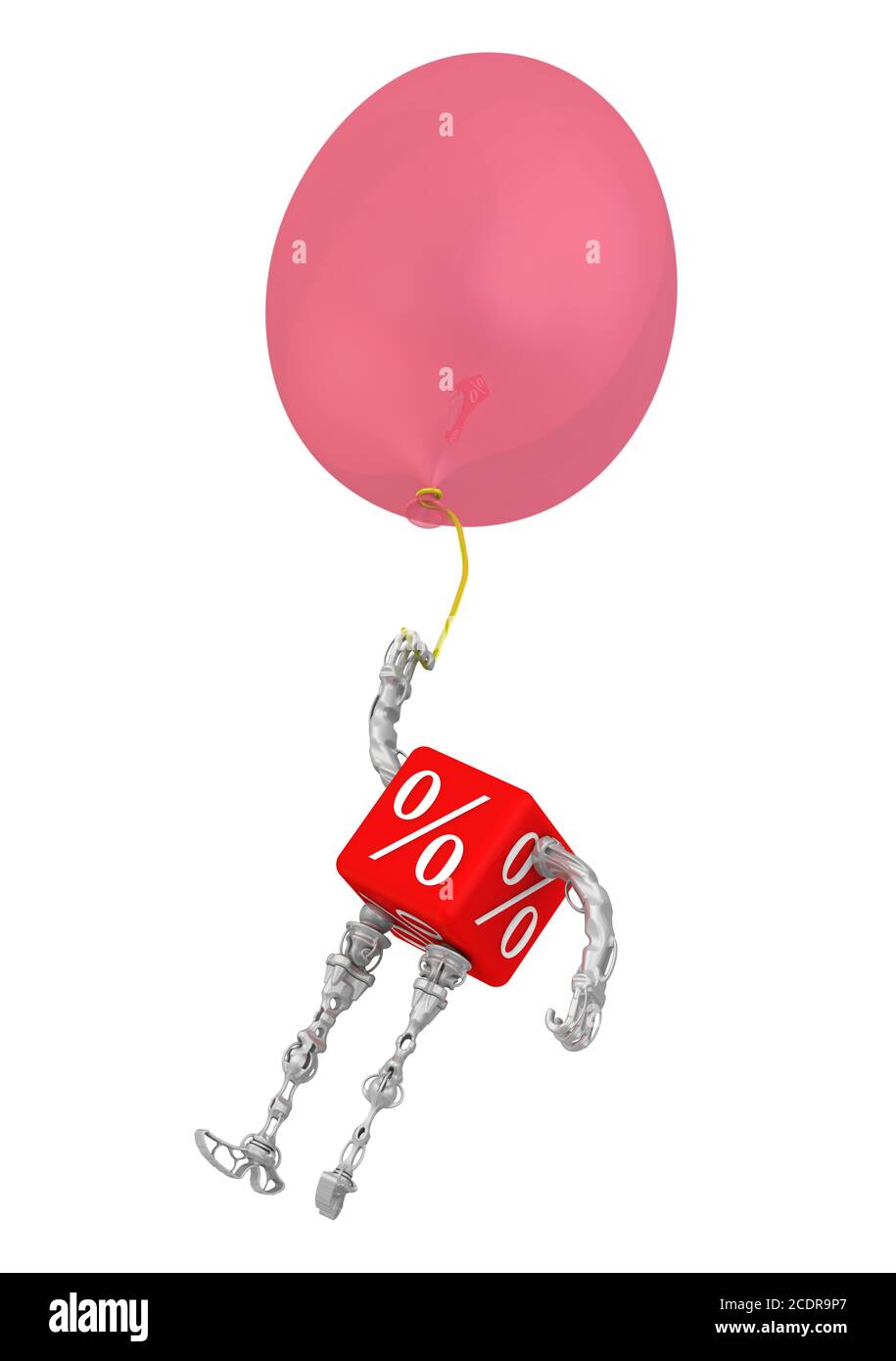 Percentage on a balloon. Red cube with percentage symbols in the form ...