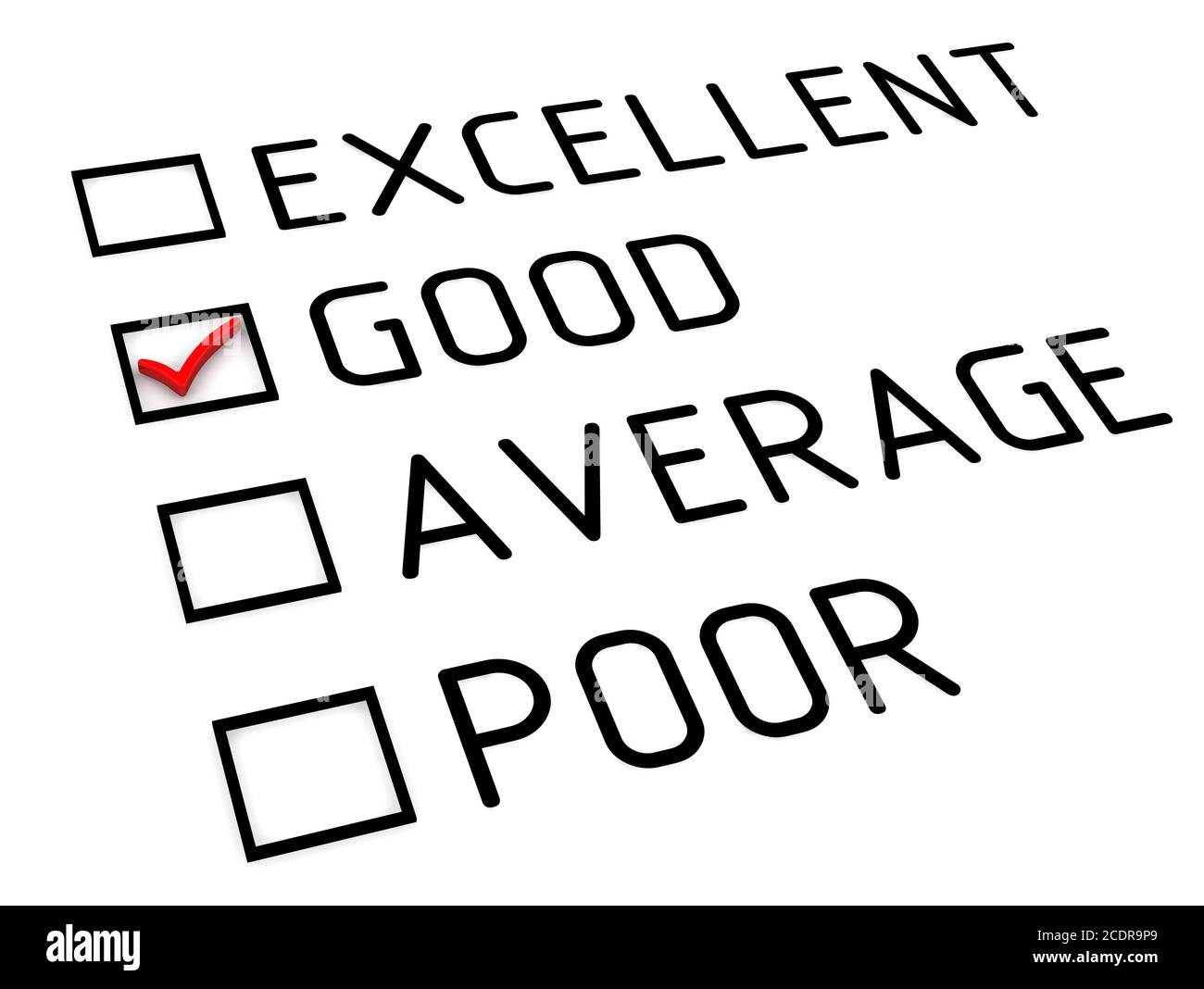 Good. Feedback or evaluation. Evaluation sheet with red check mark on ...