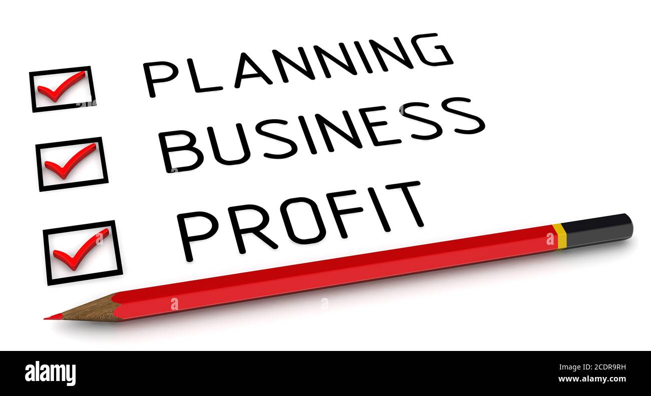 Planning, business, profit. List with the check marks. Business ...