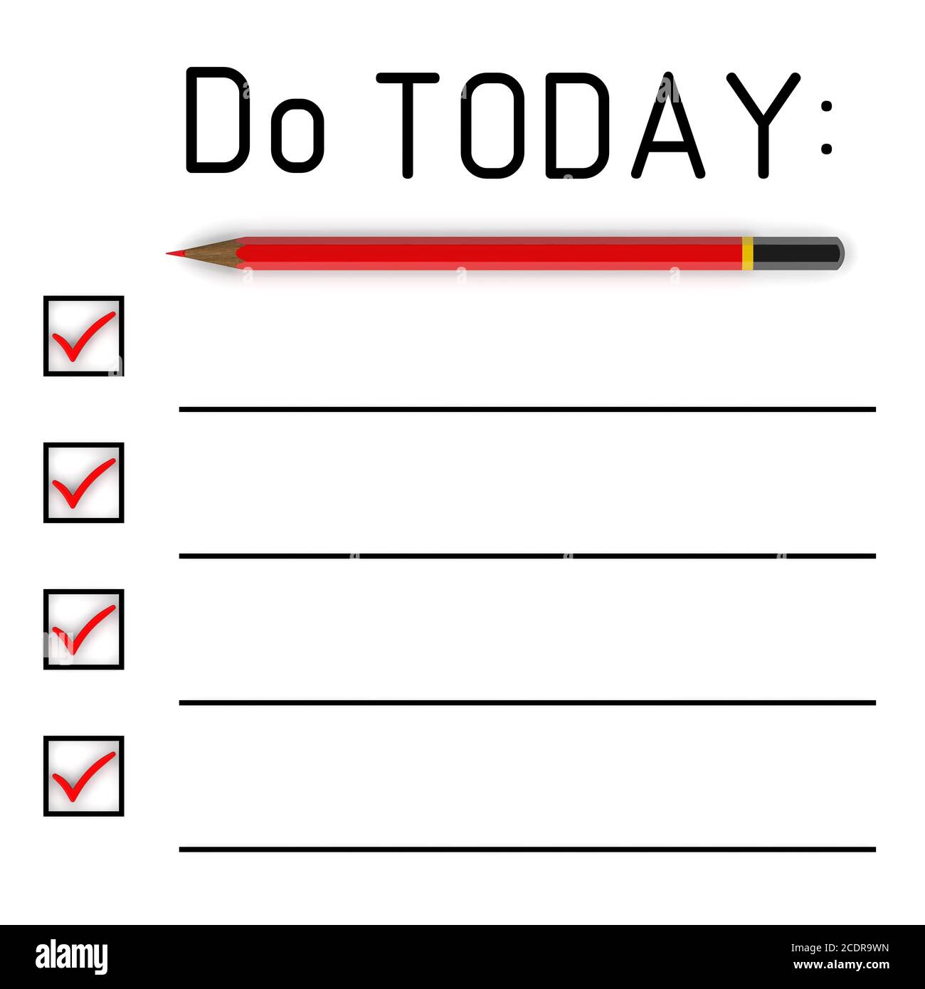 The to do list for today. Red pencil and a blank the to-do list for ...