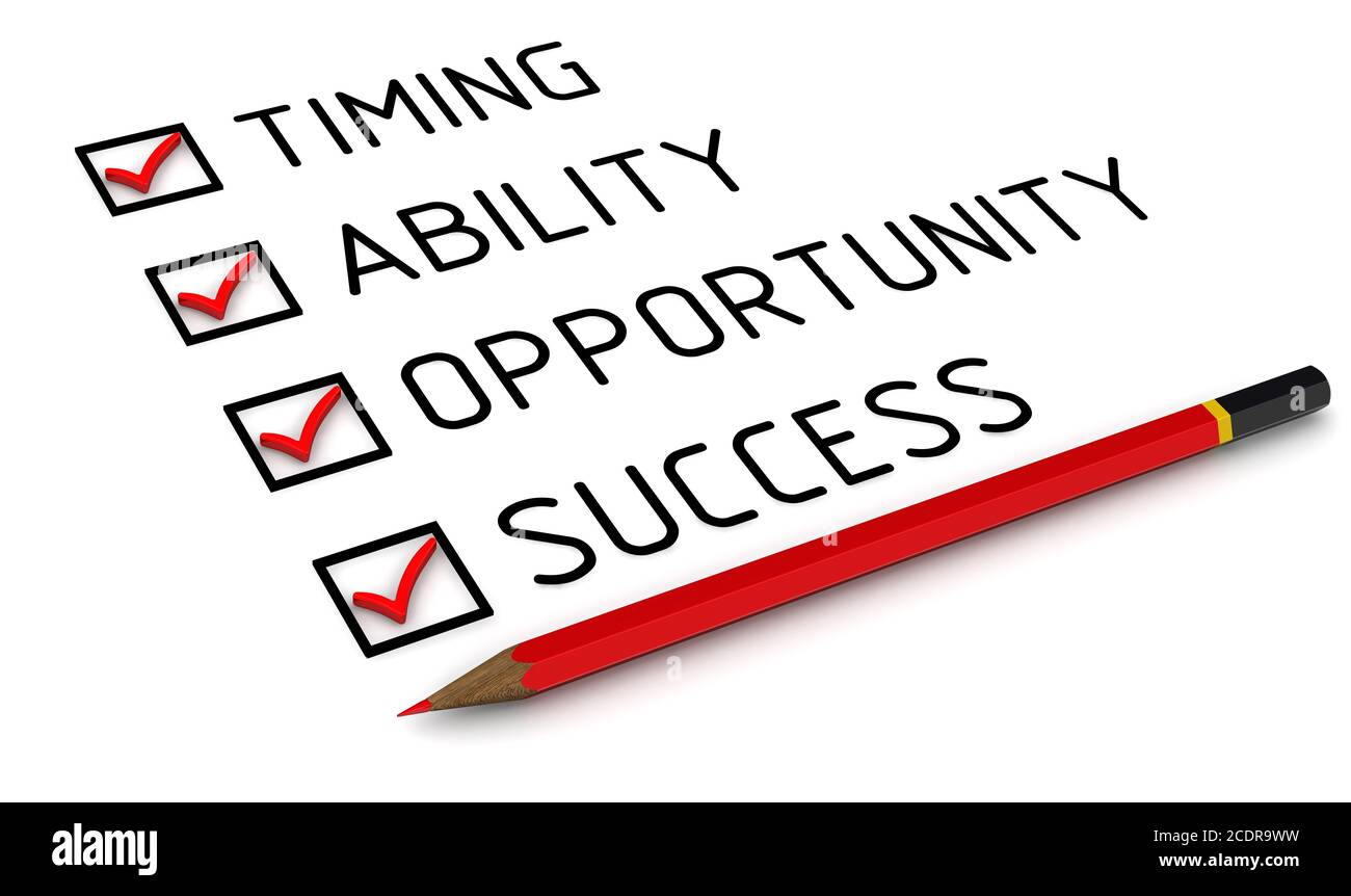 Conception of success: timing, ability, opportunity, success. Red ...