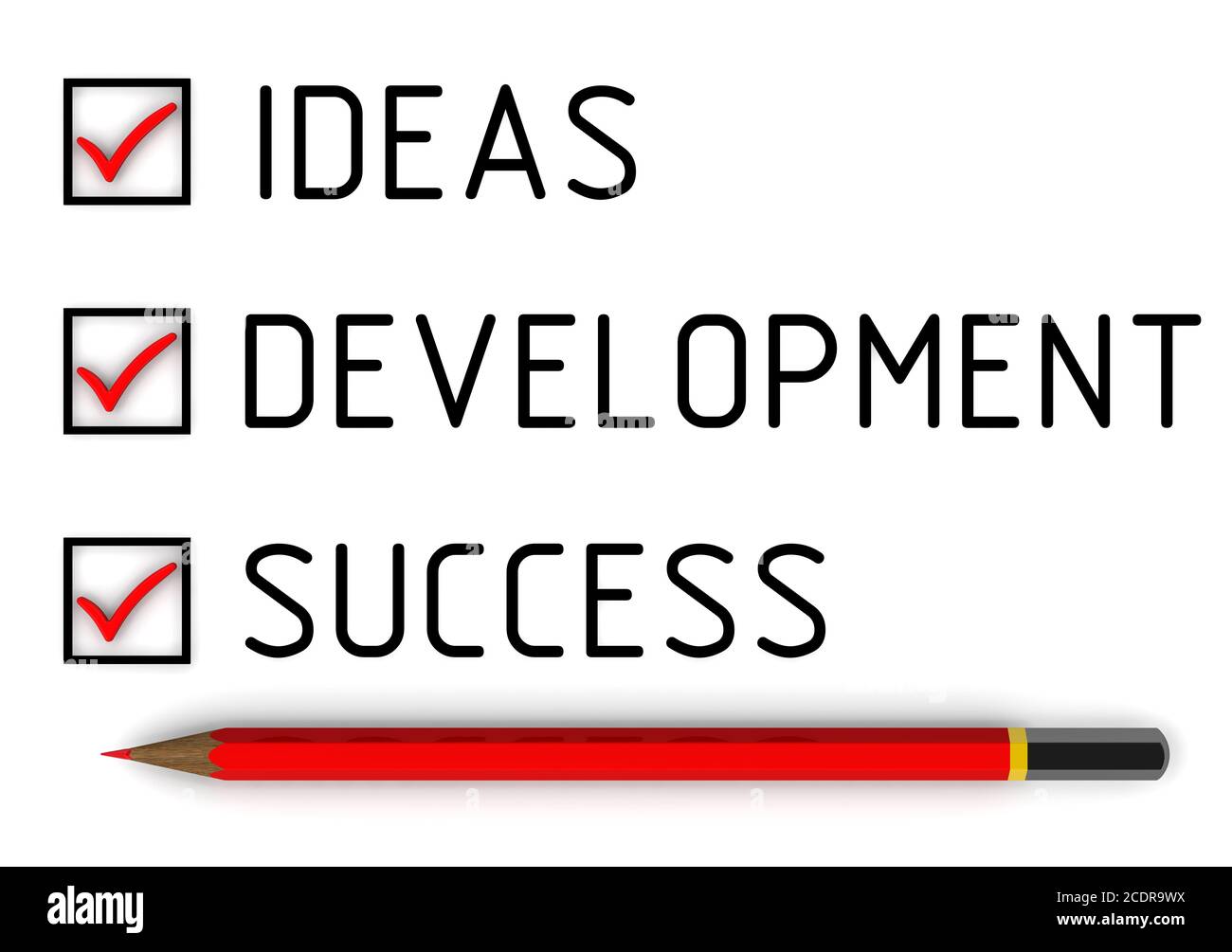 Business strategy: ideas, development, success. Red pencil and ...