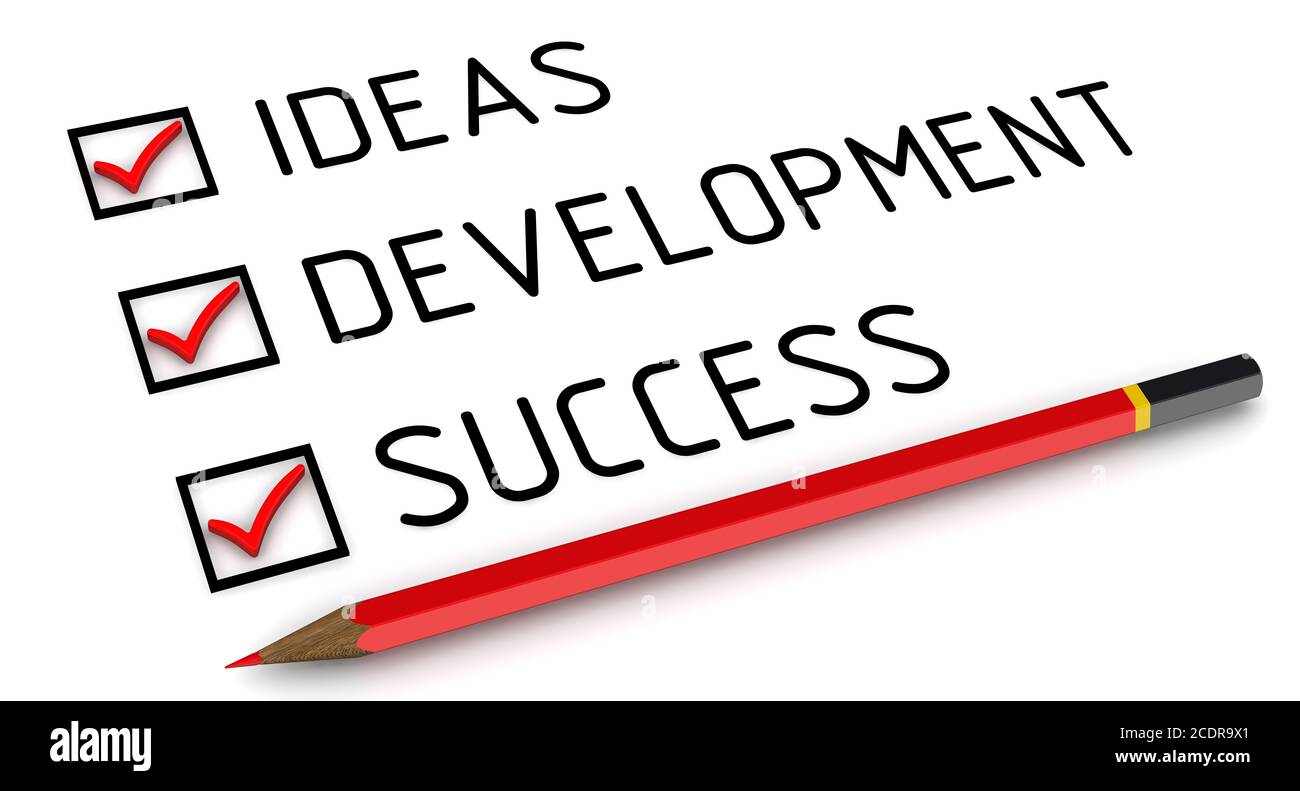Business strategy: ideas, development, success. Red pencil and ...