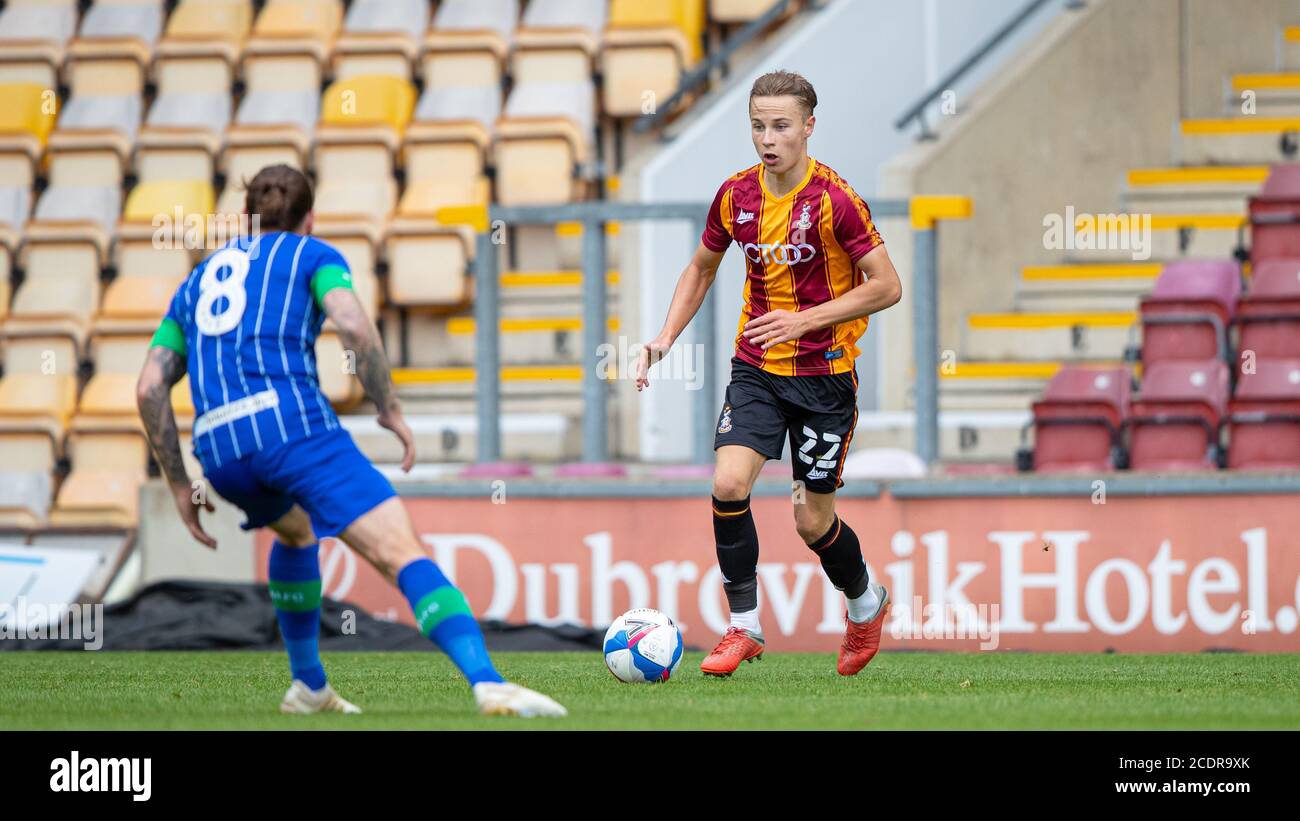 Bradford, UK. 29th Aug, 2020. Connor Shanks of Bradford City during the ...