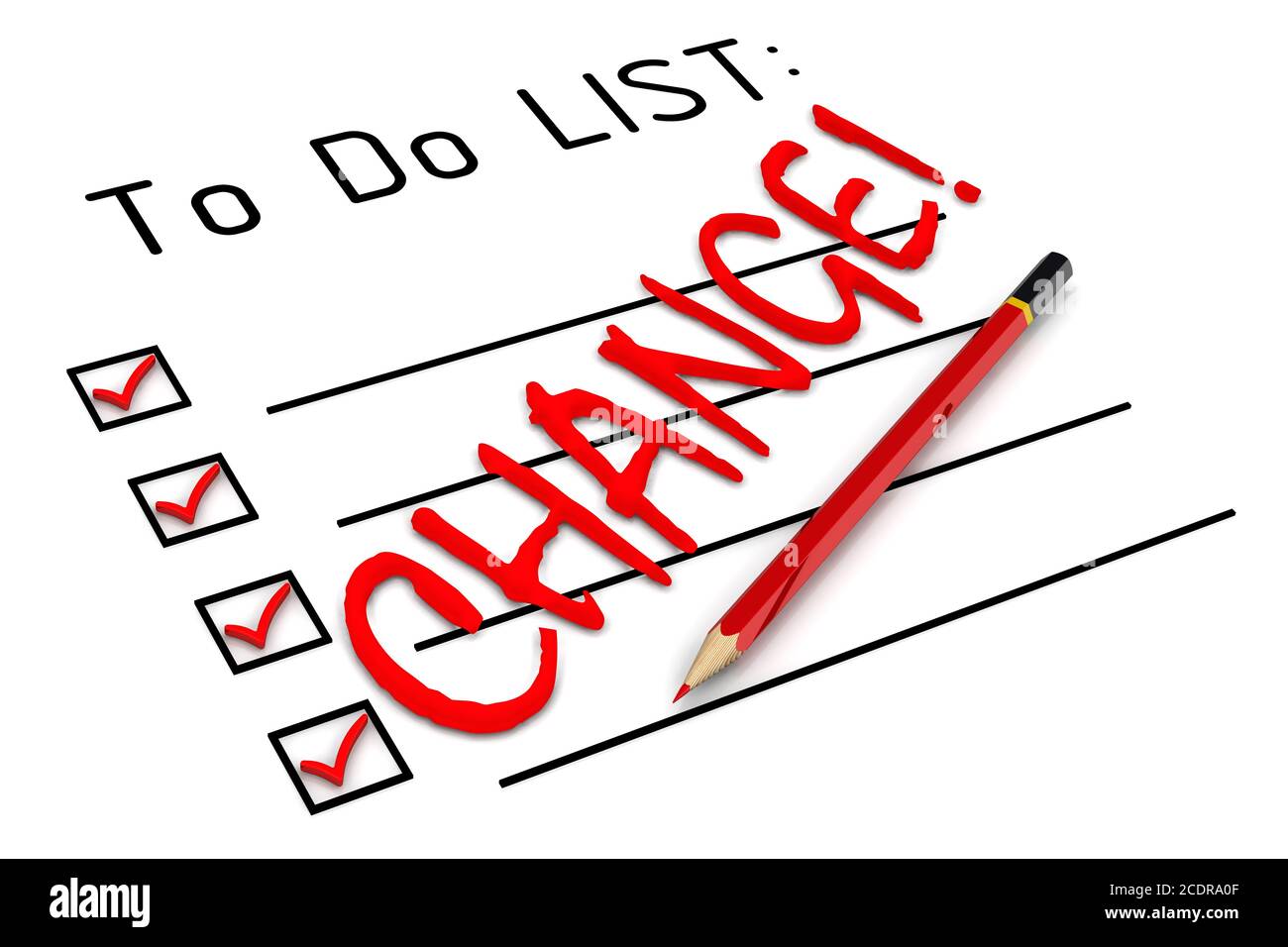 To change! To do list. Red pencil and a large red word CHANGE! in to do ...
