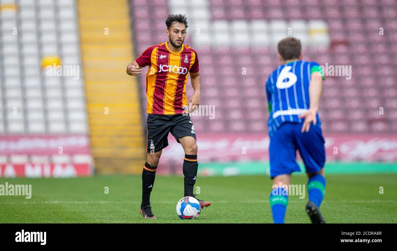 Bradford, UK. 29th Aug, 2020. Levi Sutton of Bradford City during the ...