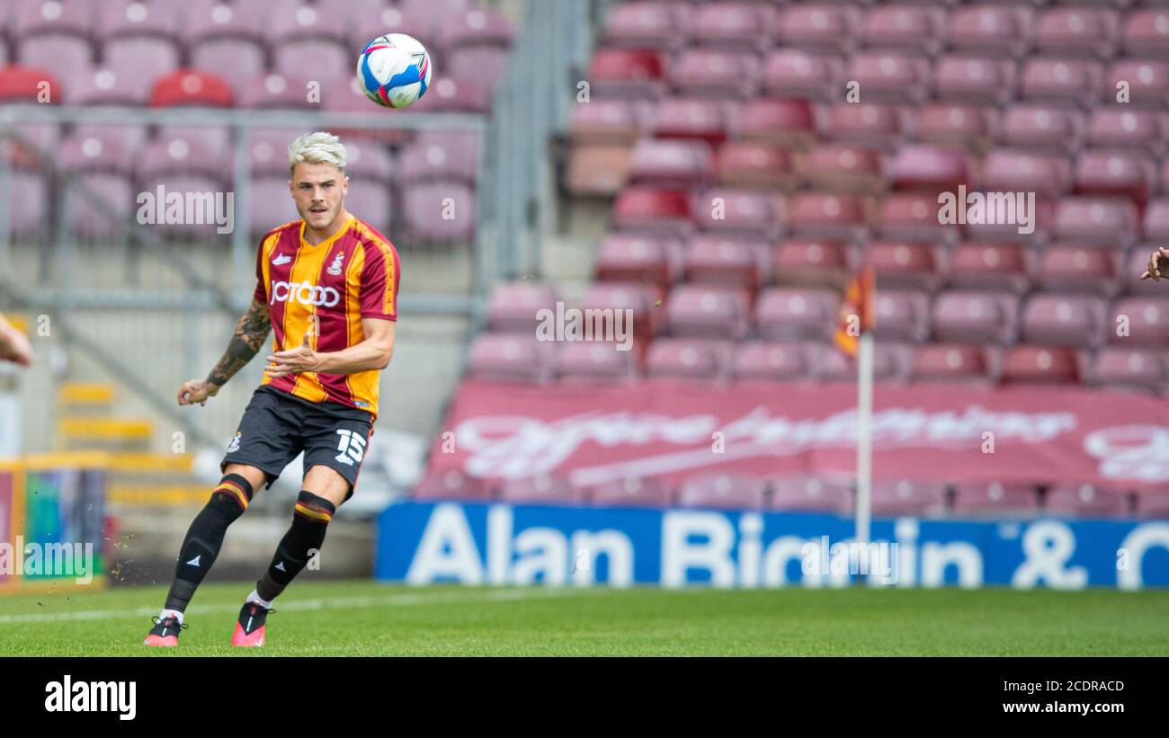 Bradford, UK. 29th Aug, 2020. Tyler French of Bradford City during the ...