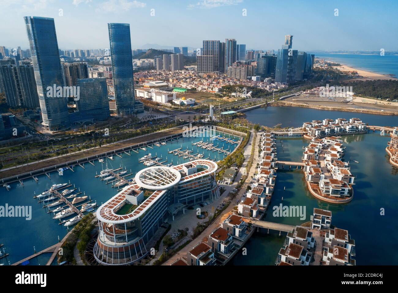Xiamen city architecture viewed from air in Fujian, China Stock Photo ...