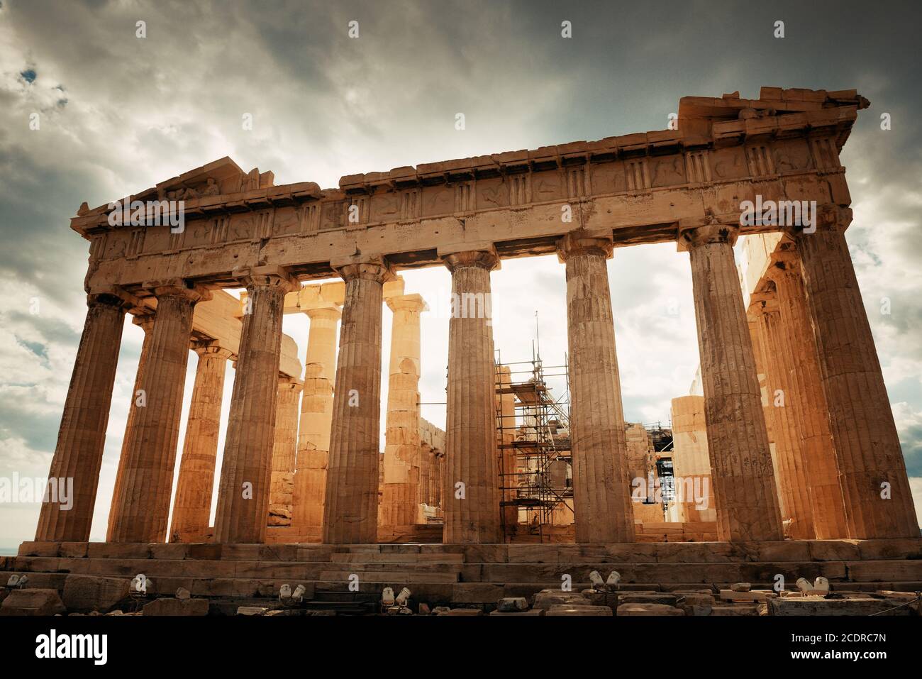 The Parthenon temple closeup in Acropolis in Athens, Greece Stock Photo ...